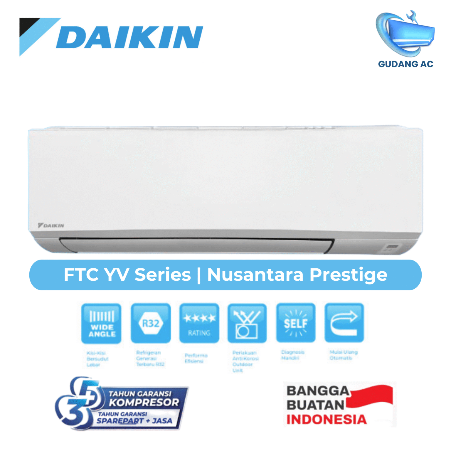 AC Daikin 2 PK FTC50YV14 Nusantara Standart R32 - Gudang AC Distributor ...